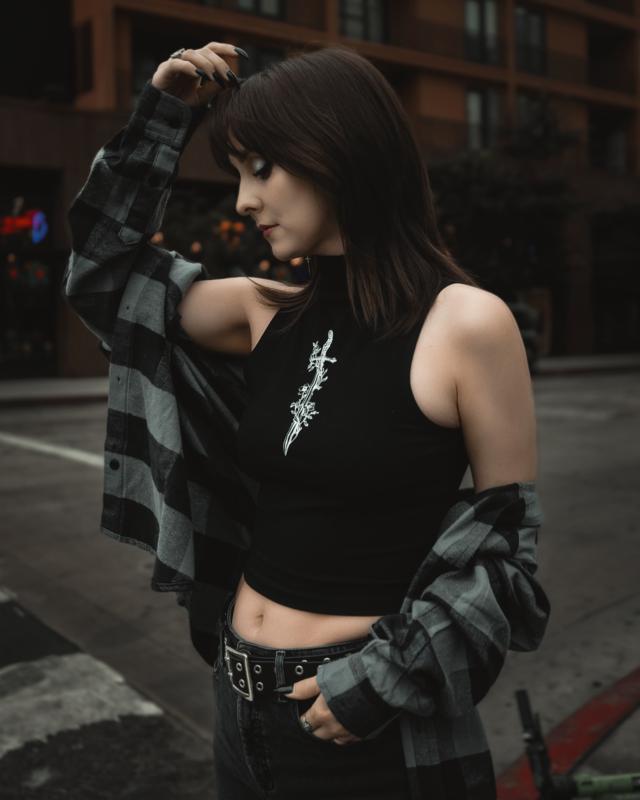 The Pretty Cult- 'Wind Cleaver' Sword Crop Top. (Black)